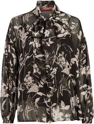 Max Mara Chemisier imprim&eacute; col lavalli&egrave;re en soie