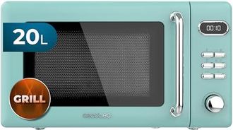 Cecotec Digitale Mikrowelle mit Grill Proclean 5110 Retro Green, 700 W in 5 Stufen, Timer bis 60 Minuten, 8 Programme und Auftaumodus, Vintage-Design in Grün