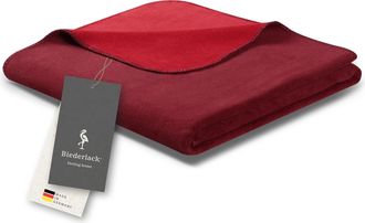 BIEDERLACK Flauschige Kuscheldecke aus Baumwollmischgewebe I Made in Germany I Öko-Tex Made in Green I Wohndecke Cotton Doubleface in Dunkelrot-Rot I nachhaltig 