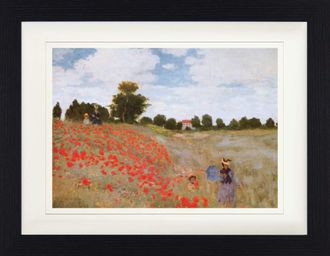 1art1 Claude Monet Poster Mohnblumen, 1873 Gerahmtes Bild Mit Edlem Passepartout | Wand-Bilder | Im Bilderrahmen 40x30 cm