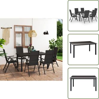 vidaXL 7-tlg. Garten-Essgruppe Schwarz - Gartensessel - Gartentisch - Rattan Gartenm&ouml;bel - Outdoor M&ouml;bel - Gartenm&ouml;bel Set