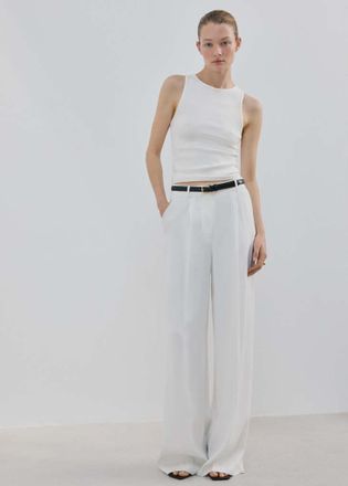 Mango Top c&ocirc;tel&eacute; en coton blanc - Femme - XXS - MANGO