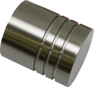 Gardinia Endknöpfe für Gardinenstangen, 2 x Endstück Zylinder, Serie Chicago, Metall, Edelstahl-Optik, Durchmesser 20 mm 10011168