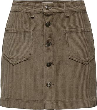 Only Mini Cord Rock Kurzer High Waist Skirt mit Knopfleiste und Fronttaschen ONLAMAZING, Farben:Dunkelbraun,Größe Damen:M
