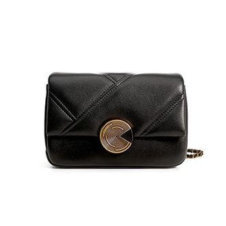 Generic Sac &agrave; bandouli&egrave;re en cuir v&eacute;ritable pour femme, sac &agrave; main matelass&eacute;, sac &agrave; main tendance en cuir, Noir, Small