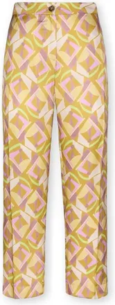 Elena Miro Femme, Pantalons, Jaune, Taille: 42 FR Pantalon Cropped Imprim&eacute;
