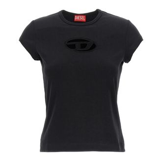 Diesel Femme, Tops, Noir, Taille: 36 FR T-Shirt T-Angie à col rond