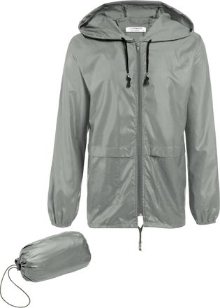 Coofandy Herren Regenjacke Leicht Regen Jacke Wasserdicht Outdoorjacke Faltbare Regenmantel mit Kapuze Windbreaker Outdoor Grau XL