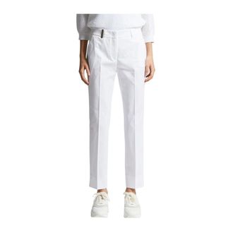 PESERICO Femme, Pantalons, Blanc, Taille: 36 FR Pantalon cigarette en satin de coton l&eacute;ger