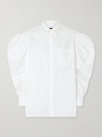 Simone Rocha Chemisier En Popeline De Coton &Agrave; Ornements - Blanc
