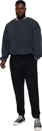 Trendyol Trendyol Herren TMNAW24AJ00003 Jogginghose in &Uuml;bergr&ouml;&szlig;e, Schwarz/Schiere Freude, 4XL