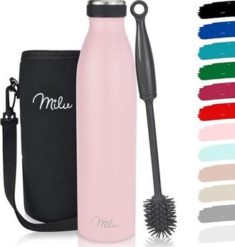 Milu Gourde en acier inoxydable 350 ml 500 ml, 750 ml, 1000 ml, 1,5 l - Bouteille isotherme, bouteille deau isol&eacute;e, double paroi anti-fuite, convient aux a