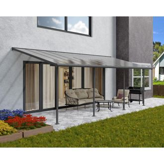 Palram Palram - Canopia - Pergola Sierra gris en polycarbonate et aluminium - Toiture sans vis - Protection UV 100% - Design moderne et recyclable