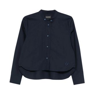 Emporio Armani Besticktes Baumwollhemd - - Blouses & Shirts - Damen - Blau - M