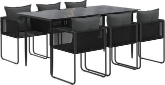vidaXL 7-tlg. Garten-Essgruppe Schwarz - Vidaxl