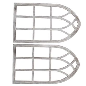 Valiclud 2 St&uuml;ck Rustikales Bogenfenster Wanddekor Dekorativer Holzfensterrahmen im Vintage Bauernhaus Stil Gotischer Kathedralbogen als Rustikale Wanddekorati