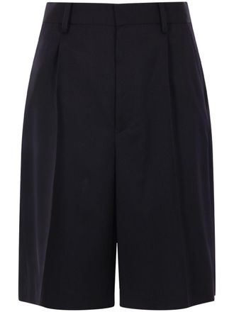 Undercover jupe-short en laine &agrave; design pliss&eacute; - Bleu