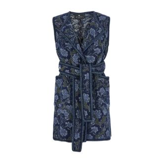 Etro Weste mit aufgesetzten Taschen und G&uuml;rtel - - Knitwear - Damen - Blau - M