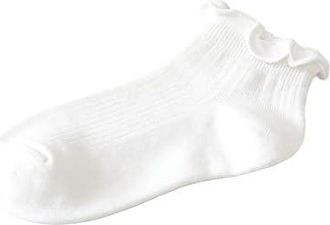Generico 5 paires de chaussettes &agrave; volants, chaussettes &agrave; coupe basse douce couleur unie pour femme, 5 pairs-white, Taille Unique