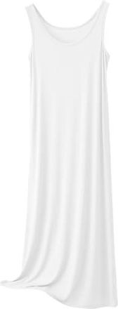 Generic Chemise de nuit longue pour femme en coton modal sans manches - Chemise de nuit fine unie classique - Chemise de nuit grande taille unie douce et conf