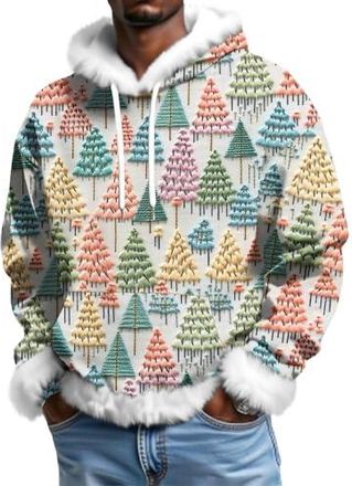 Generic Sweat à capuche pour homme - Sweat à capuche de Noël pour homme - Avec bordure en fourrure synthétique - Pour lhiver - Manches longues - Mode, 01 - Ro