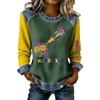 Generic Sweat-shirt graphique d&eacute;contract&eacute; &agrave; manches longues pour femme - Coupe d&eacute;contract&eacute;e - Costume de carnaval - Pull &agrave; manches longues - Chemises d&eacute;contra