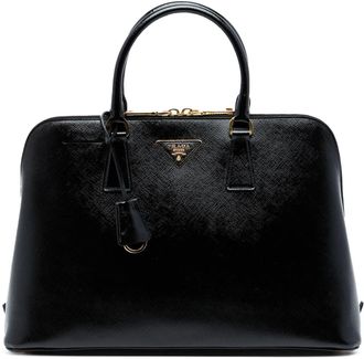 Prada Hobo Bags - Large Saffiano Vernice Promenade Satchel - Gr. unisize - in Schwarz - f&uuml;r Damen