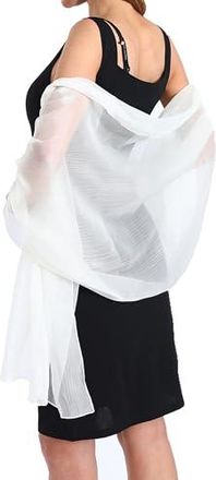 GFM Écharpe irisée en organza scintillant pour soirée, mariage, demoiselles dhonneur ou bal de fin dannée, Crème effet creepe, L