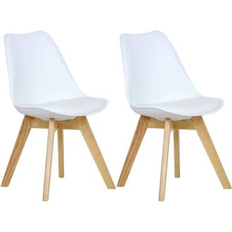 Woltu Lot de 2 Chaises de Salle &agrave; Manger WOLTU, Chaise de cuisine, Chaises scandinaves Pied en bois Style nordique Blanc