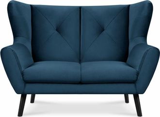 Konsimo Konsimo - miro Kleines elegantes zweisitziges Sofa f&uuml;r das Wohnzimmer, Marineblau