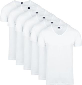 Suitable Vita T-Shirt Col en V Blanc Lot de 6 - Taille 3XL - - Hommes - Vêtements