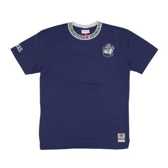 Mitchell & Ness Homme, Sport, Bleu, Taille: L Jacquard Ringer Vintage Logo Tee
