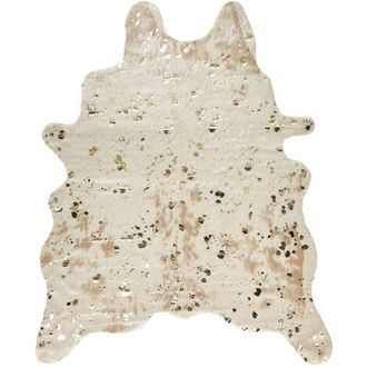 Beliani Tapis Fausse Peau de Vache avec Taches &Eacute;parses 130 x 170 cm en Acrylique et Polyester Beige et Dor&eacute; Beliani