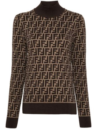 Fendi Pullover mit FF-Jacquardmuster - Braun