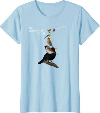 jz.birds Gartenv&ouml;gel Amsel Spatz Blaumeise Rotkehlchen Zaunk&ouml;nig T-Shirt