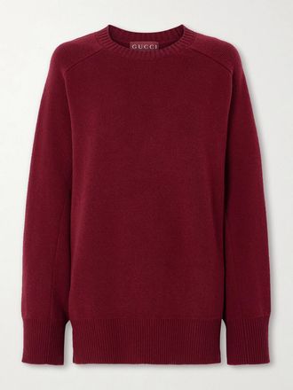 Gucci Pullover Aus Einer Woll-kaschmirmischung Mit Stickerei - Rot