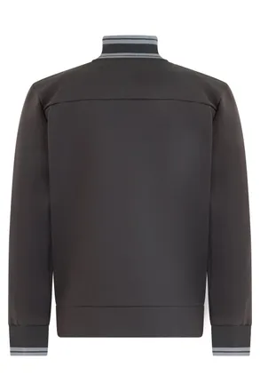 HUGO BOSS Mens Cotton Zip-Up Hoodie Dark Grey Top
