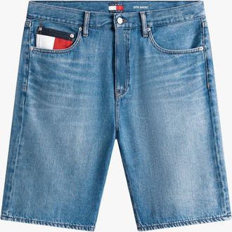 Tommy Hilfiger Short denim Otis &agrave; logo imprim&eacute; sur poche en coton m&eacute;lang&eacute;