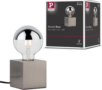 Paulmann 79730 Tischleuchte Kura max. 20 Watt Nachttischlampe Eisen geb&uuml;rstet Tischlampe ohne Leuchtmittel Metall E27