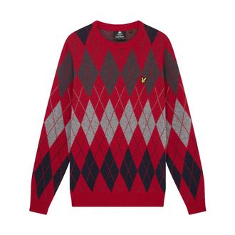 Lyle & Scott Brih Argyle Rundhals-Pullover - - Knitwear - Herren - Rot - M