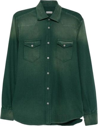 Sartorio Napoli Hemd mit verwaschenem Effekt und Western-Passform - - Shirts - Herren - Gr&uuml;n - M
