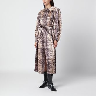 Isabel Marant Beigefarbenes Seiden-Midikleid mit G&uuml;rtel