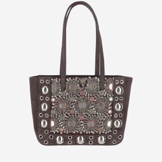 Valentino Garavani Womens Nellc&ocirc;te Mini Shopping Bag Brown Viscose Shoulder