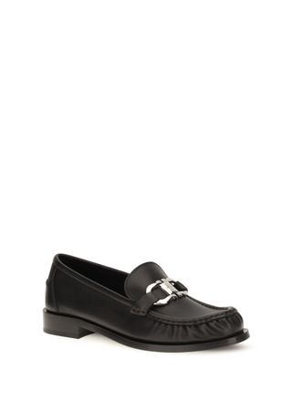 Ferragamo Womens Leather Loafers Black Calf Bos Taurus