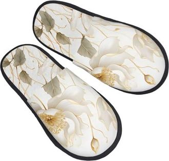 Generic Pantoufles &agrave; Hiver Fleurs blanches Antid&eacute;rapant Chaussons Homme Chaud Confortable Chaussures de Maison Femme Homme L