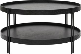 Miliboo Miliboo - Table basse ronde design bois noir et métal noir D80 cm twice