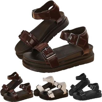 Generic Sandales d&eacute;t&eacute; tendance &agrave; plateforme pour femme - Bout ouvert - Sangle de cheville - Sandales &agrave; talons moyens - Sandales d&eacute;t&eacute; tendance pour la marche -