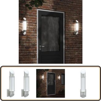 vidaXL Außenwandleuchten 2 Stk. Silbern Edelstahl - Outdoor-Beleuchtung - Wandleuchte - Edelstahl - Silber - Gartenbeleuchtung