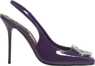 Philipp Plein Femme, Chaussures, Violet, Taille: 41 EU Escarpins D&eacute;collet&eacute; Vernis &agrave; Talons Aiguilles Orn&eacute;s de Cristaux