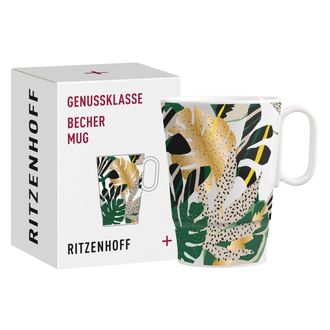 Ritzenhoff 3731007 Kaffee-Tasse 330 ml - Serie Genussklasse Nr. 7 - Becher aus Porzellan mit Tropen-Motiv, Designerst&uuml;ck